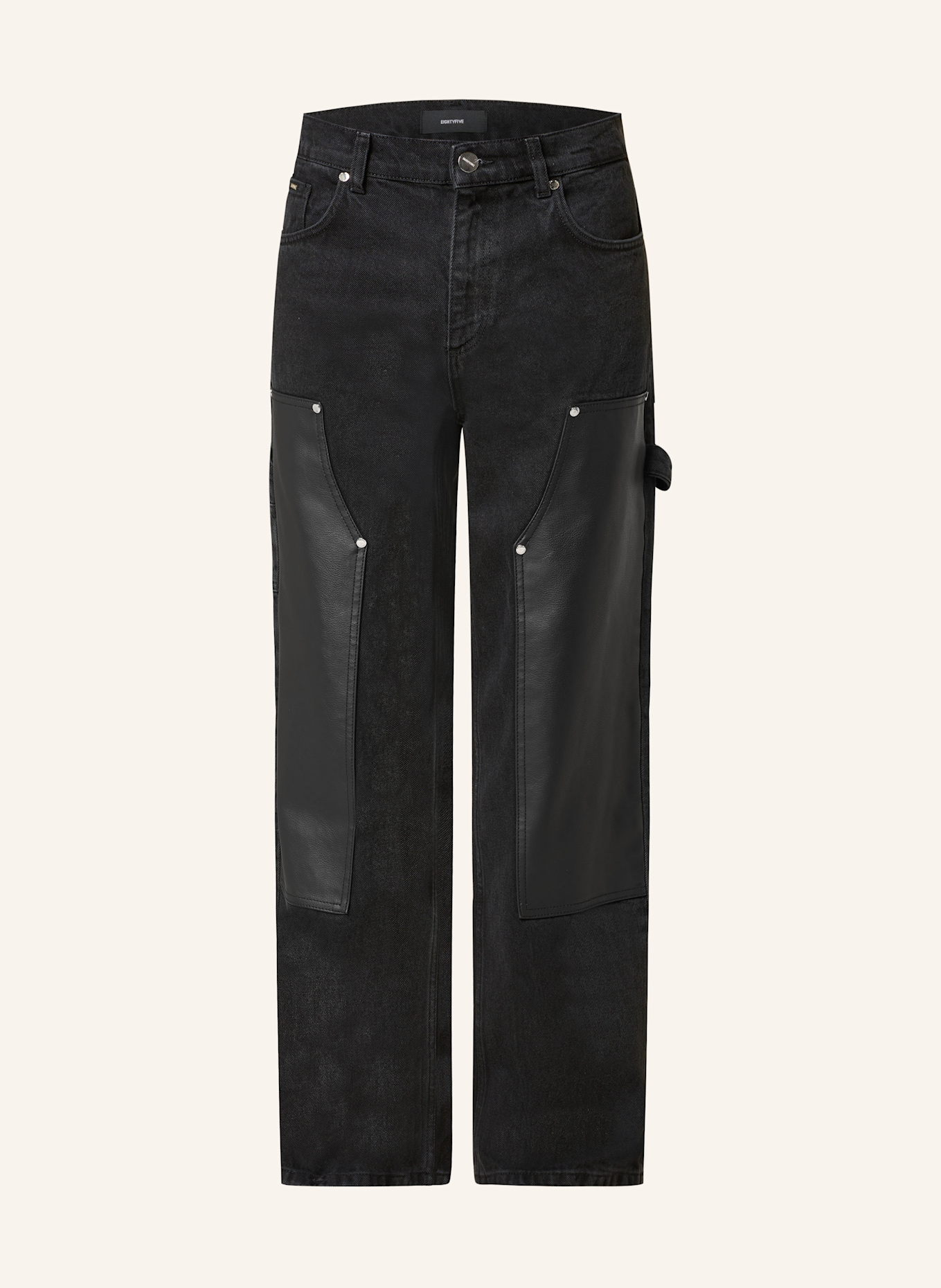 EIGHTYFIVE Cargojeans im Materialmix Relaxed Fit in black washed