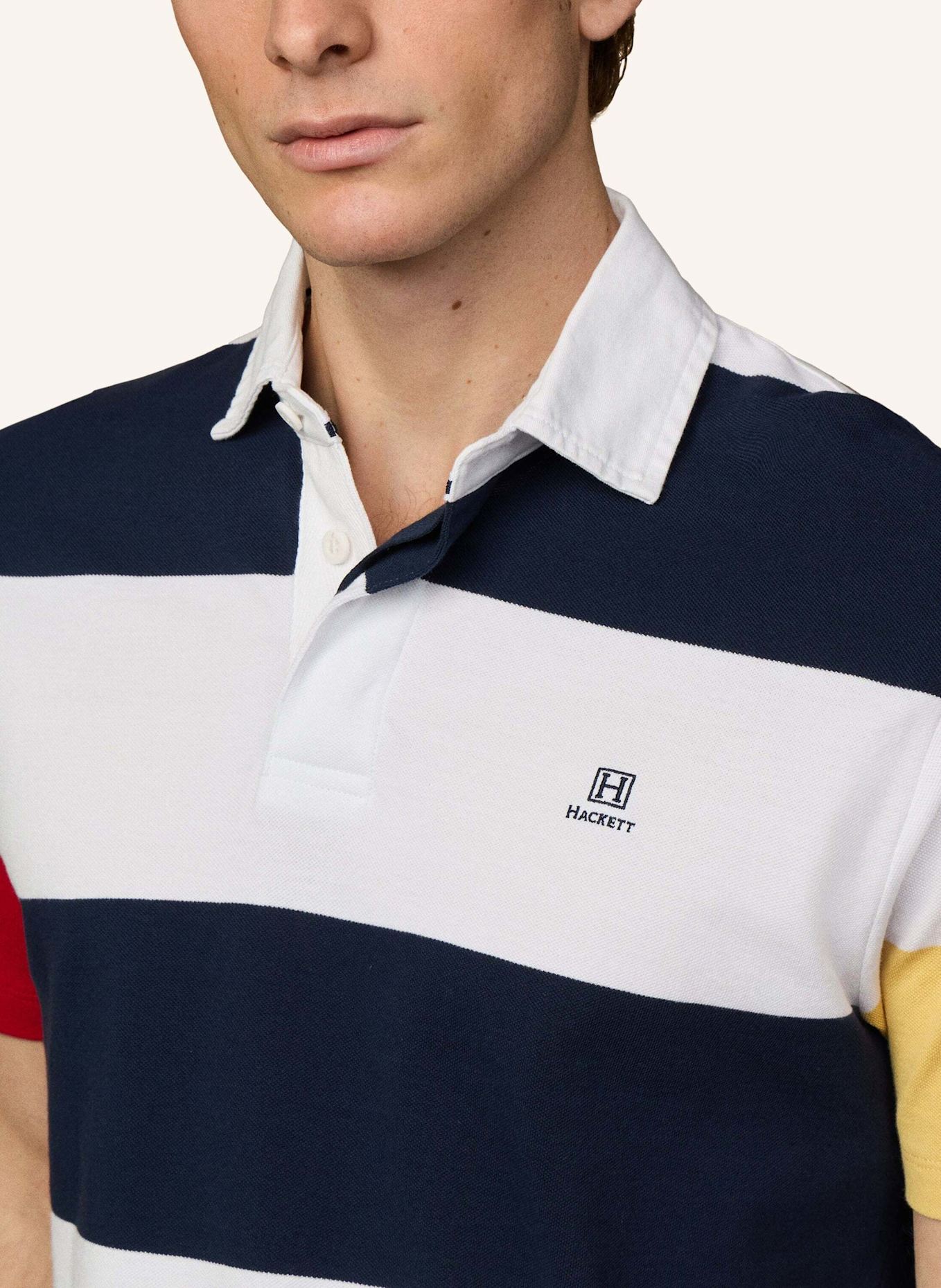 HACKETT LONDON Poloshirt HERITAGE H STR PQ RBY in weiss