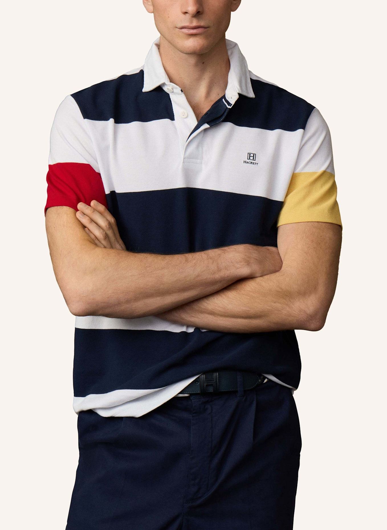 HACKETT LONDON Poloshirt HERITAGE H STR PQ RBY in weiss