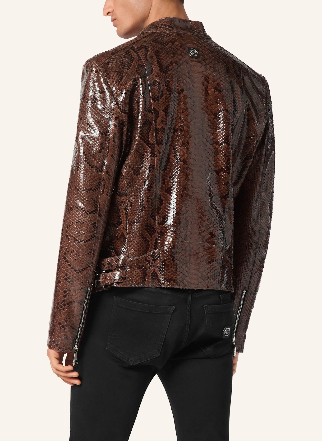 PHILIPP PLEIN PHILIPP PLEIN Python Leather Jacket in braun