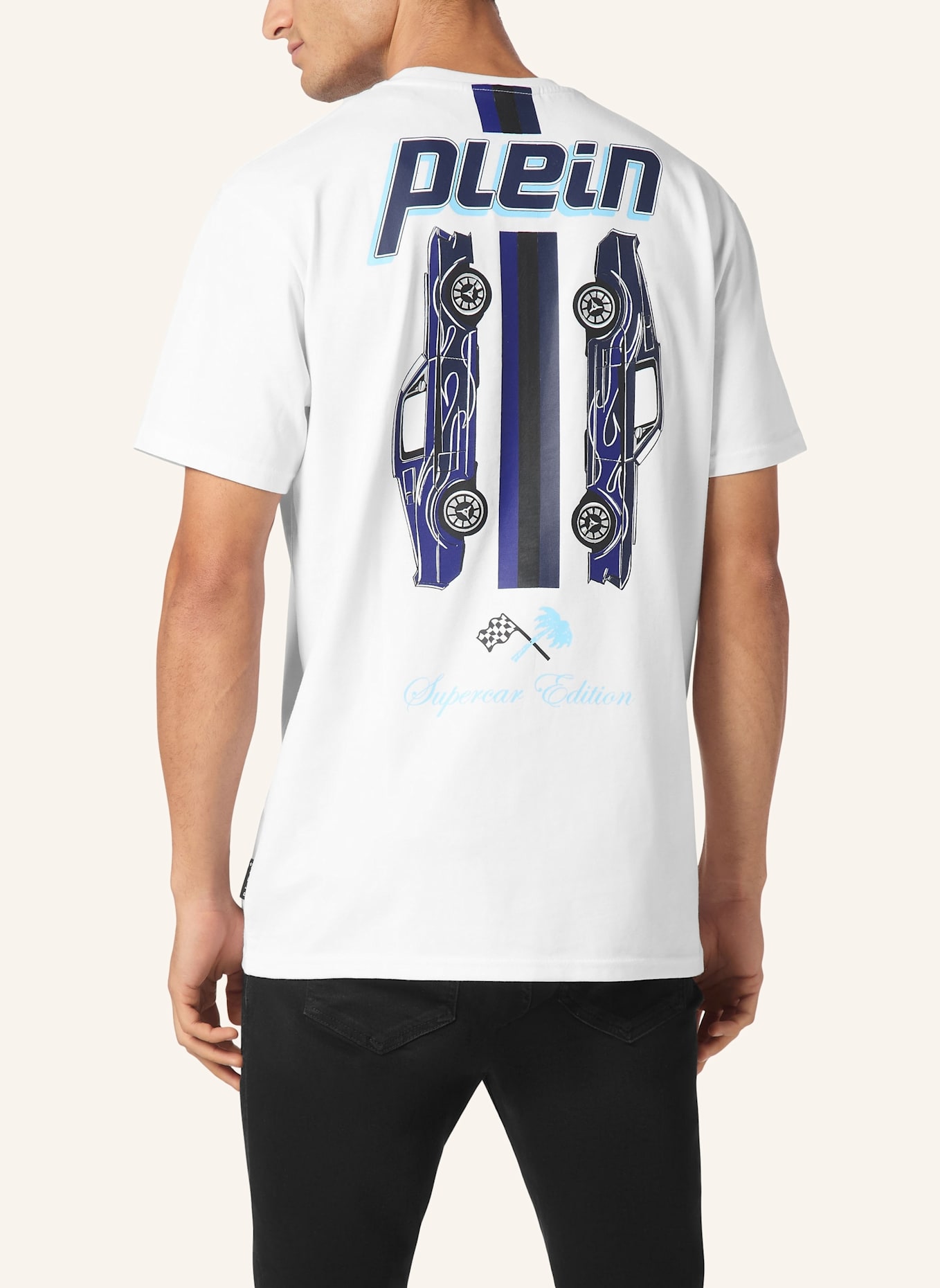 PHILIPP PLEIN T-Shirt Rundhalsausschnitt Ss RACING in weiss