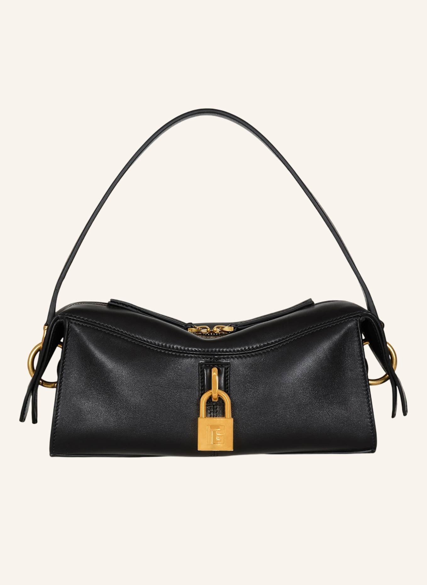 BALMAIN Kleine Pulse Tasche aus Glattleder in schwarz